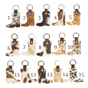 Cowhide Boot Keychain | Cowboy Boots Key Fob | Real Hairon Leather Key ...