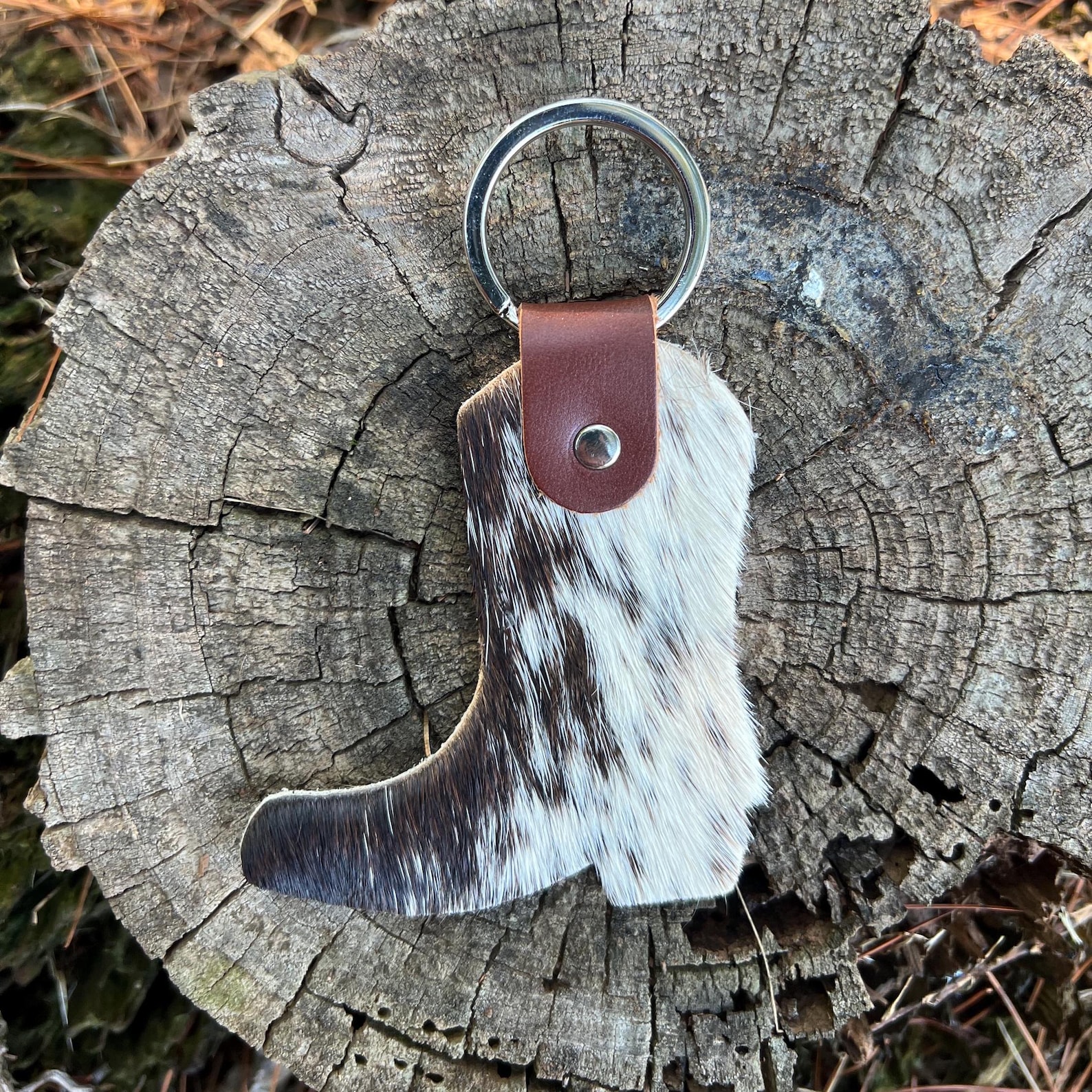 Cowhide Boot Keychain | Cowboy Boots Key Fob | Real Hairon Leather Key ...