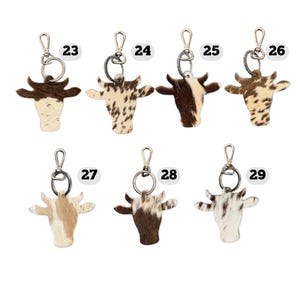 Cow Head Keychain Cowhide Hair on Leather | Western Boho Key Ring ...