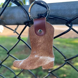 Cowhide Boot Keychain | Cowboy Boots Key Fob | Real Hairon Leather Key ...