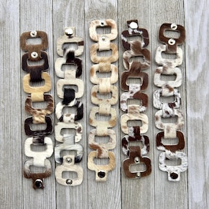 COWHIDE CUFF BRACELET | Hair-on Leather Western Bracelet | Fur Cow ...