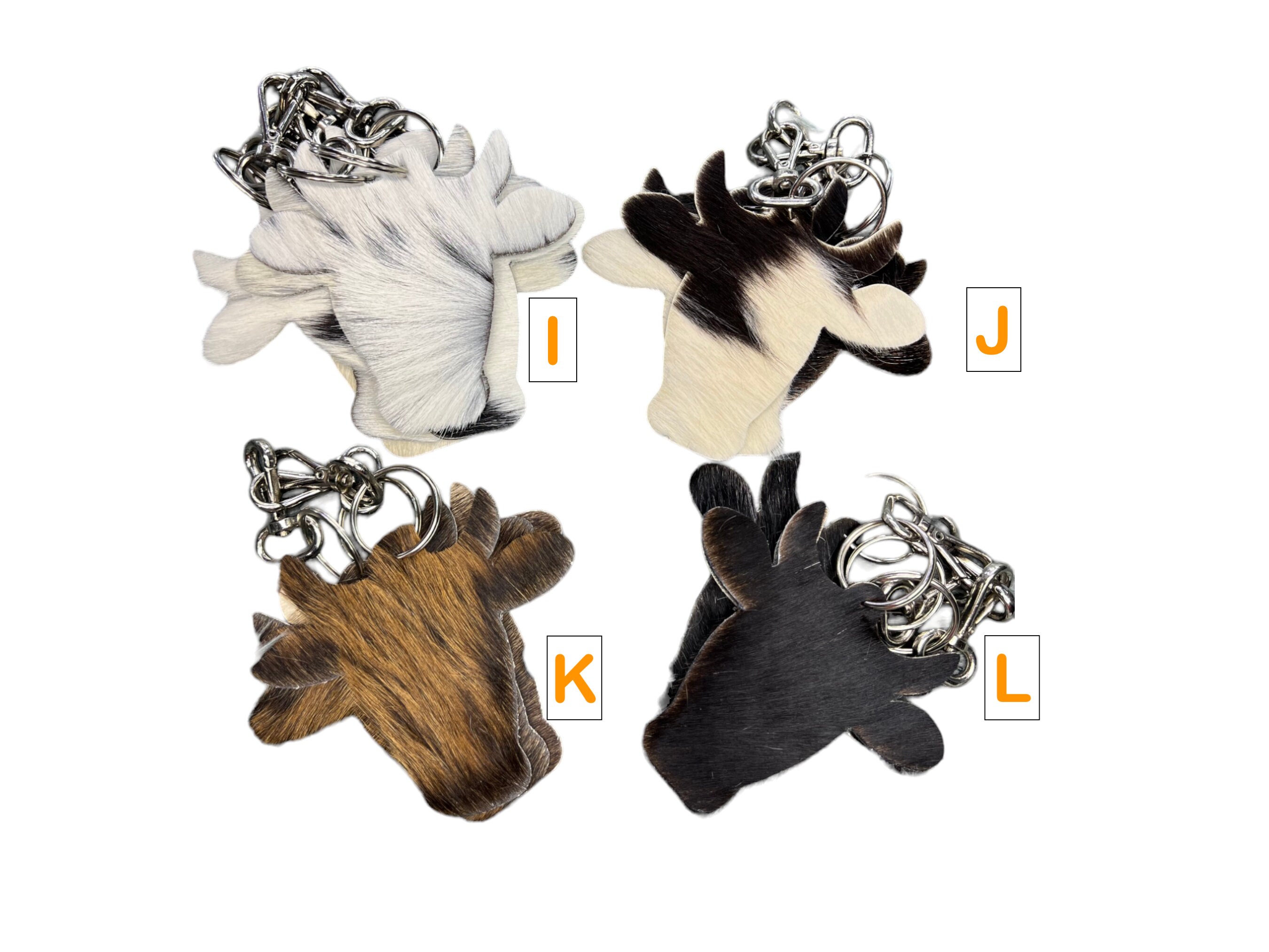 Cow Head Keychain Cowhide Hair on Leather Western Boho Key Ring ...