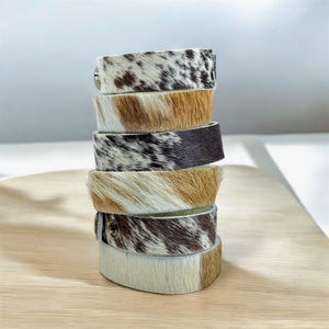 COWHIDE CUFF BRACELET | Hair-on Leather Western Bracelet | Real Cow ...