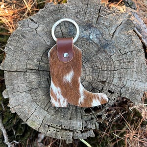 Cowhide Boot Keychain | Cowboy Boots Key Fob | Real Hairon Leather Key ...