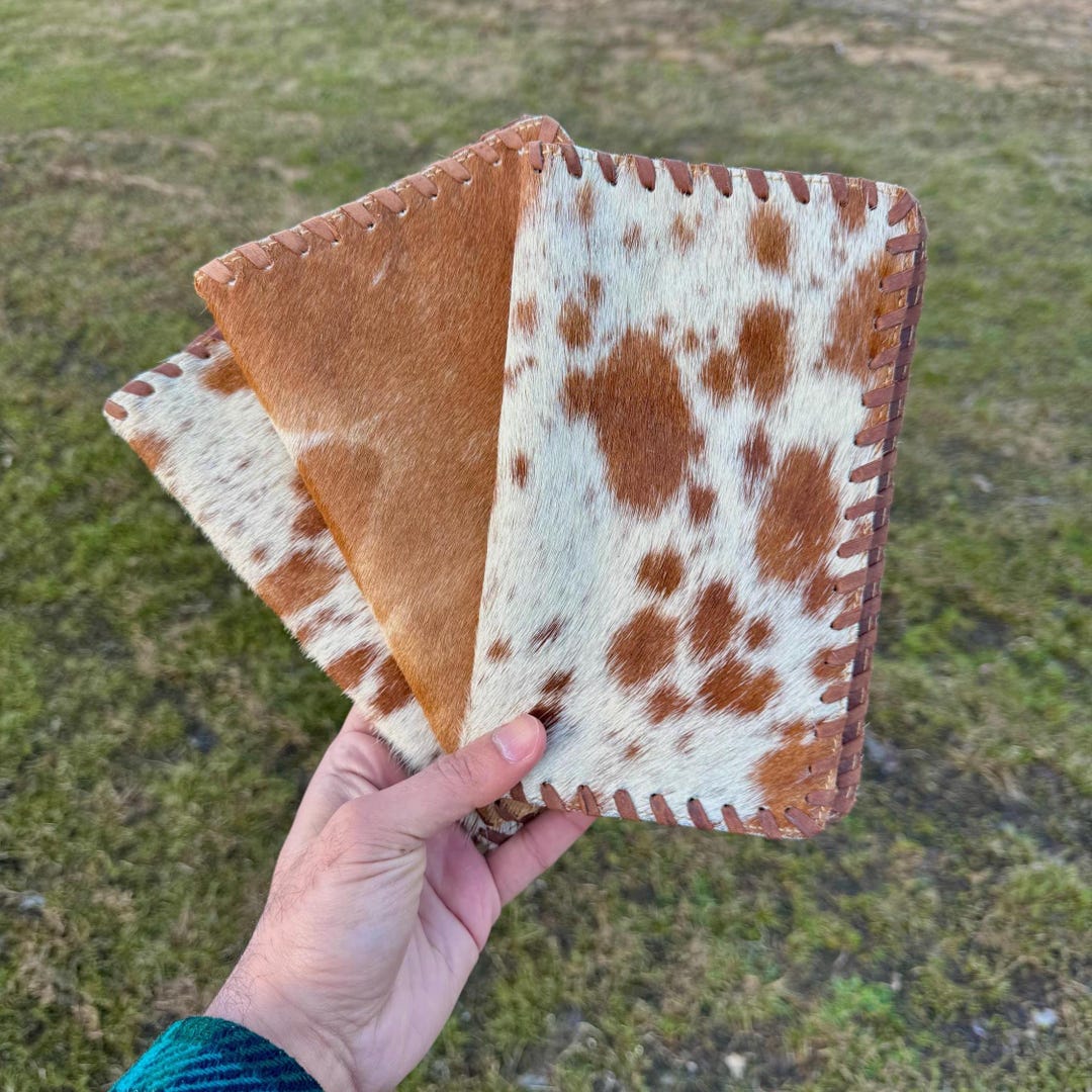 COWHIDE BOOK COVER | Genuine Hair-on Leather Case | Western Bible Cover ...