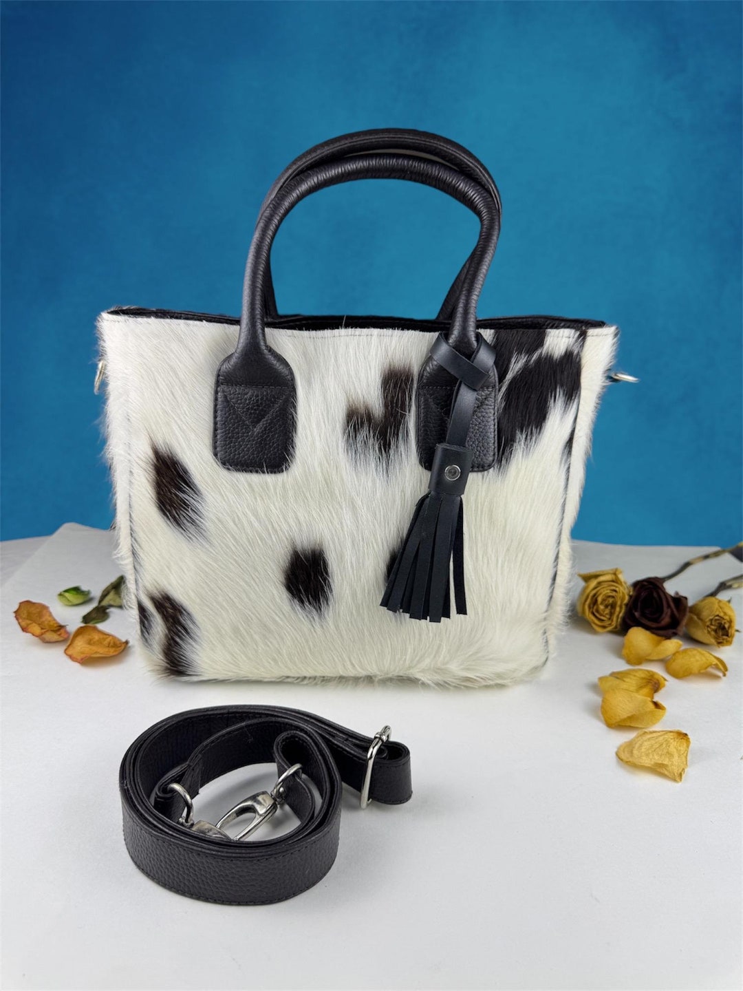 Cowhide Leather Tote Bag | Western Handbag Purse Real Hair-on Fur ...