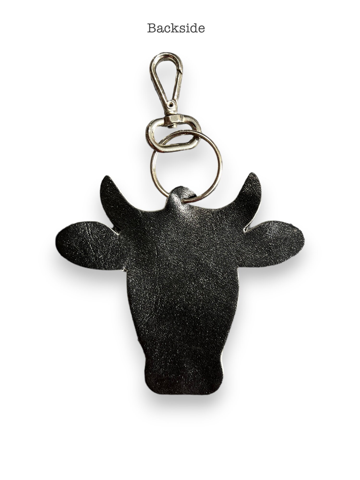 Cow Head Keychain Cowhide Hair on Leather Western Boho Key Ring ...