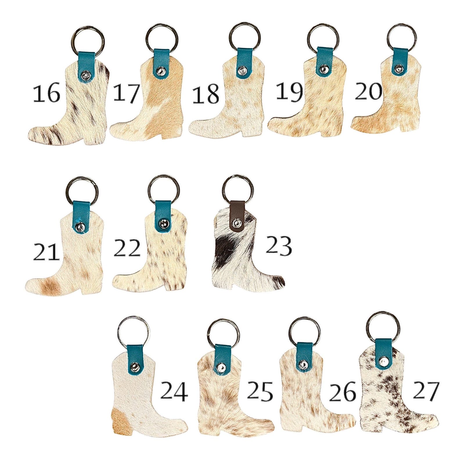 Cowhide Boot Keychain | Cowboy Boots Key Fob | Real Hairon Leather Key ...