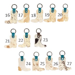 Cowhide Boot Keychain | Cowboy Boots Key Fob | Real Hairon Leather Key ...