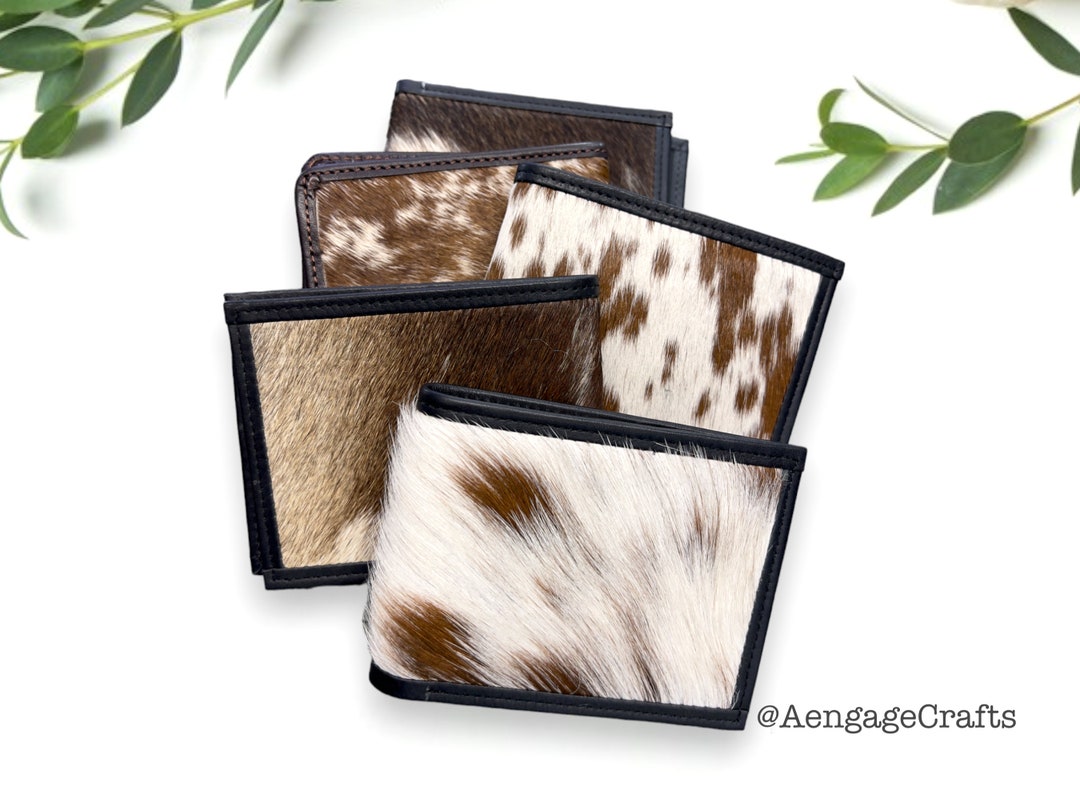 Cowhide Bifold Leather Wallets for Men Real Hair on Leather Perfect ...