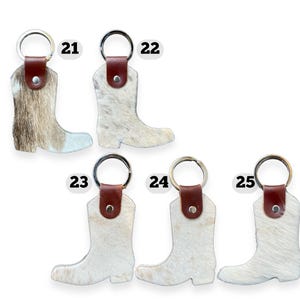 Cowhide Boot Keychain Cowboy Boots Key Fob Real Hairon Leather Key ...