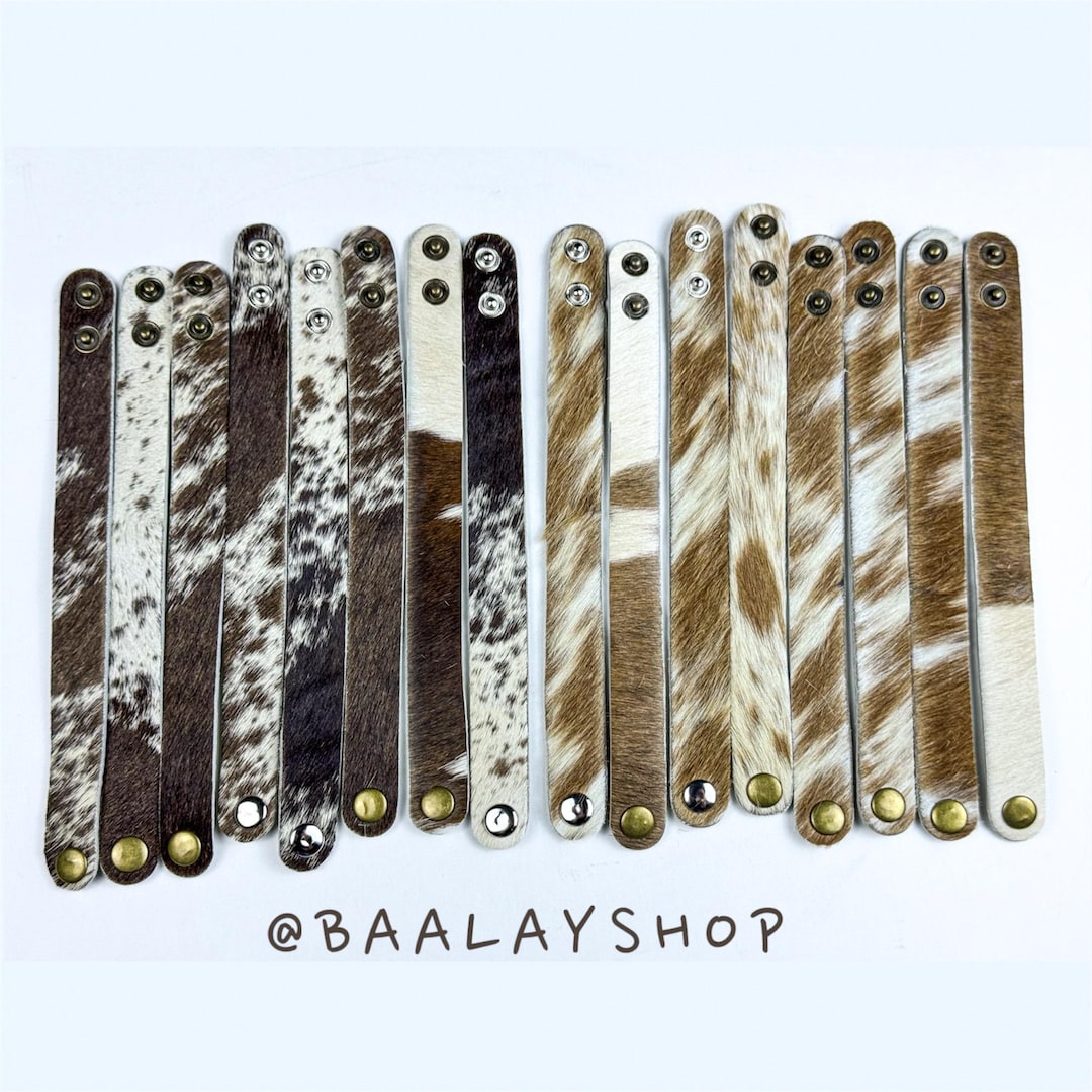 COWHIDE CUFF BRACELET | Hair-on Leather Western Bracelet | Real Cow ...