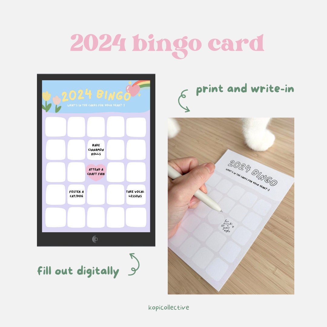 Aesthetic 2024 Goals Bingo Card Downloadable Version - Etsy