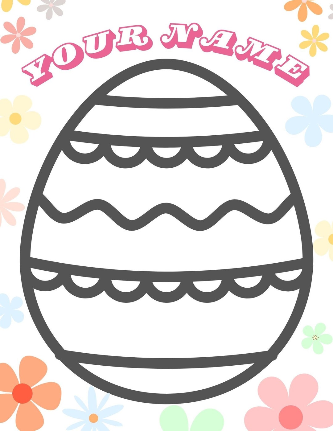 Customiazableeaster Egg Colouring, Easter Drawing for Kids, Custom Name ...
