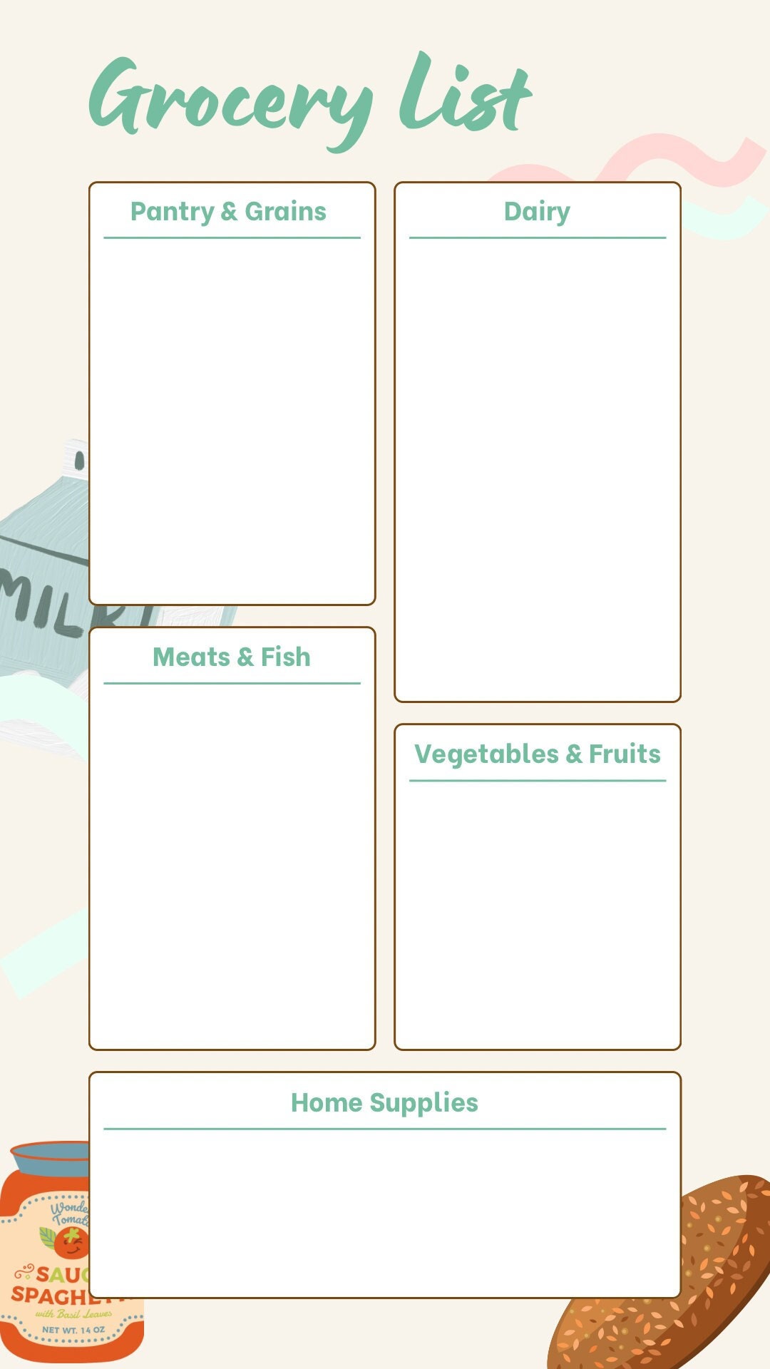 Categorized Grocery List by Department | Instant Digital Download ...