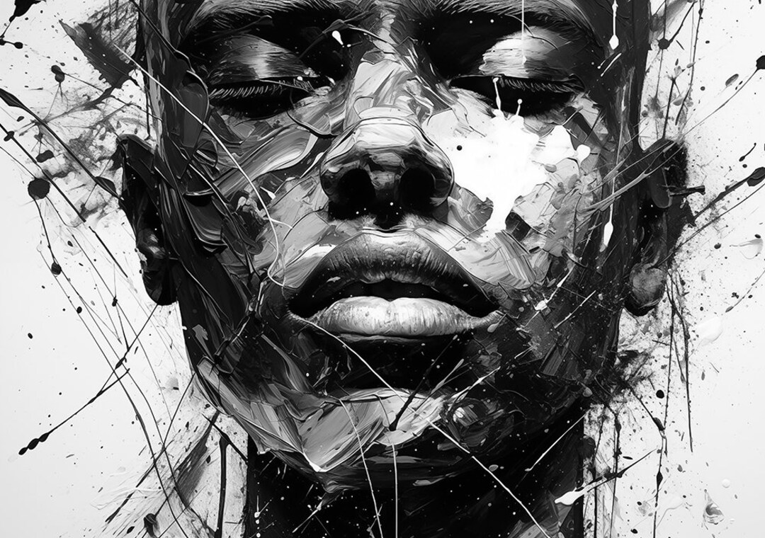 Rebellious Soul,young Man,splatter Effect,black and White Illustration ...