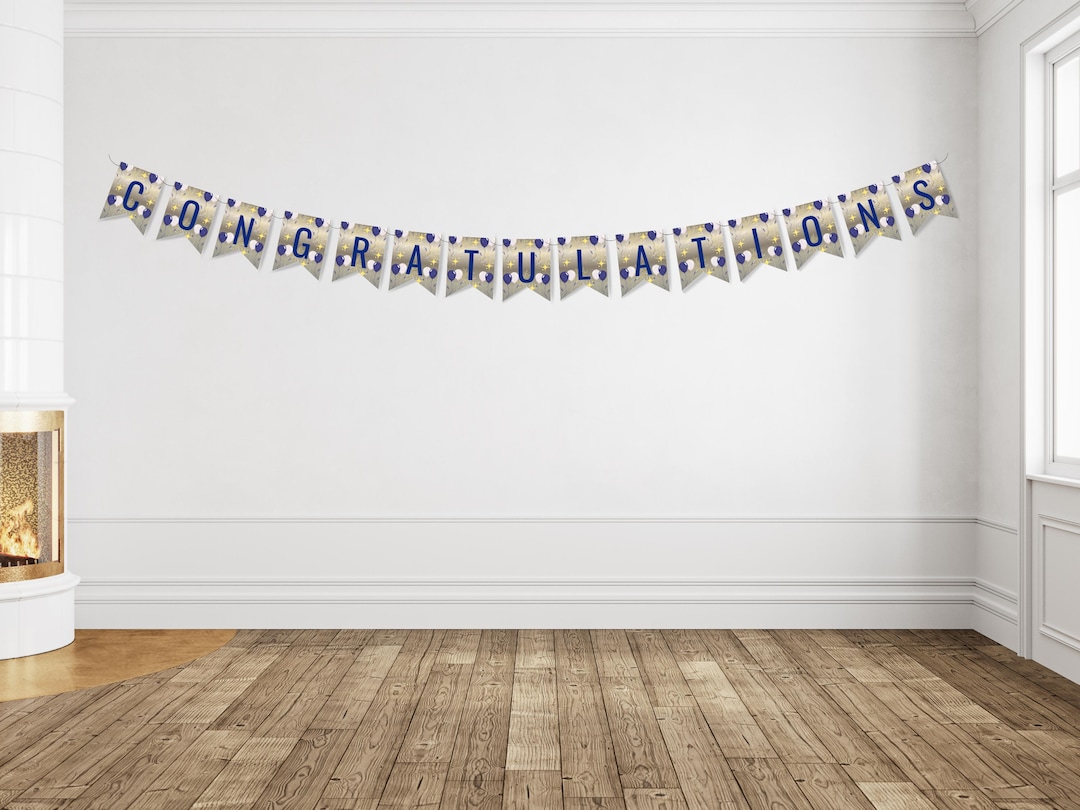 Navy and Gold Congratulations Banner (printable PDF) - Etsy