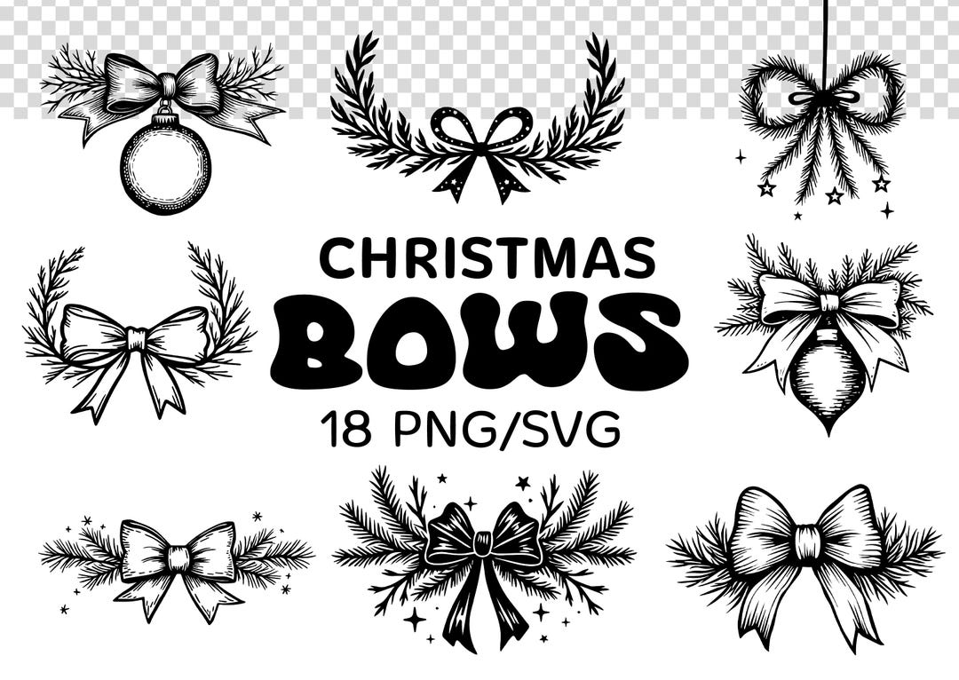 Christmas Bow SVG Bundle, Coquette Clipart (18 PNG/SVG) - Etsy