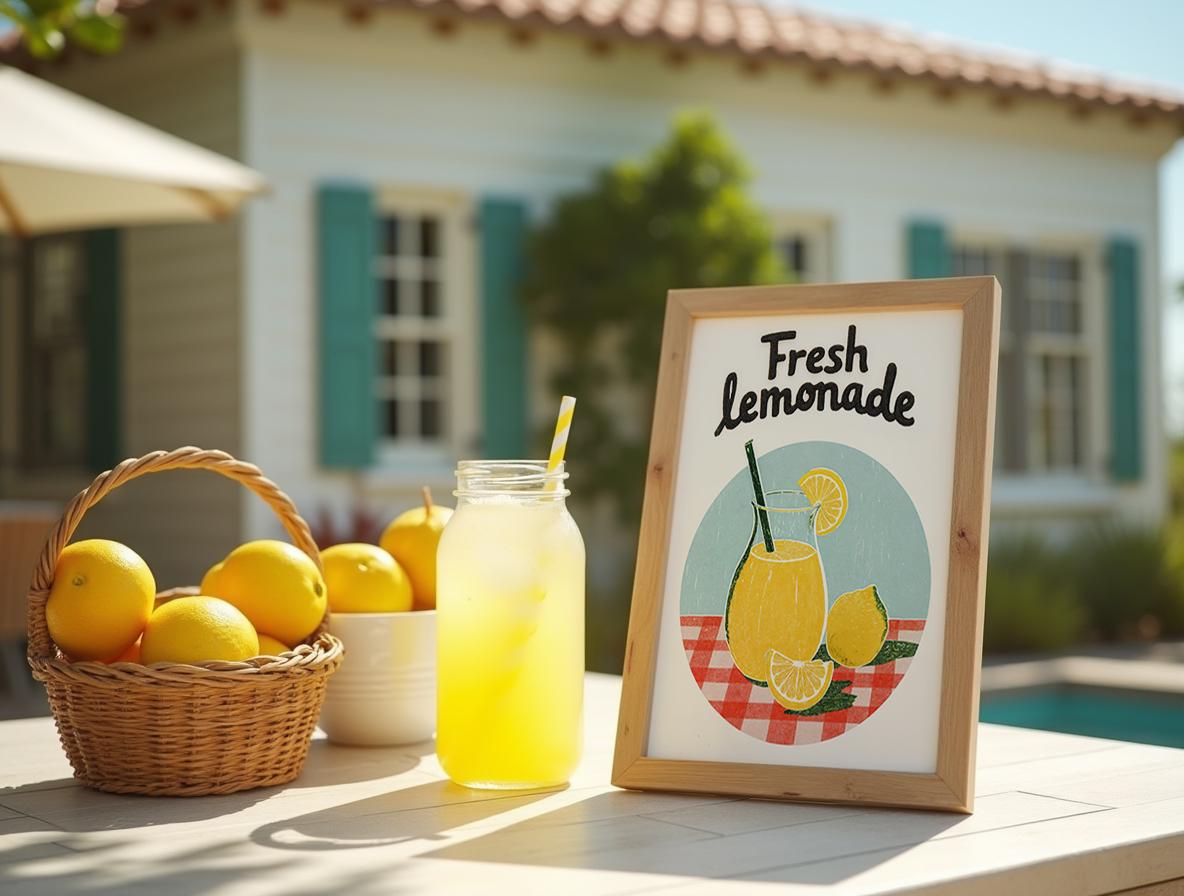 Lemonade Stand Menu Printable Digital Poster, Kids Lemonade Sign ...