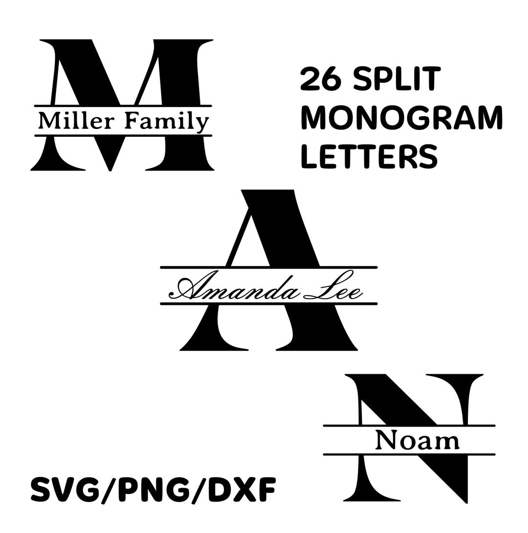 Split Monogram Alphabet, 26 Letters SVG PNG DXF Cut Files - Etsy