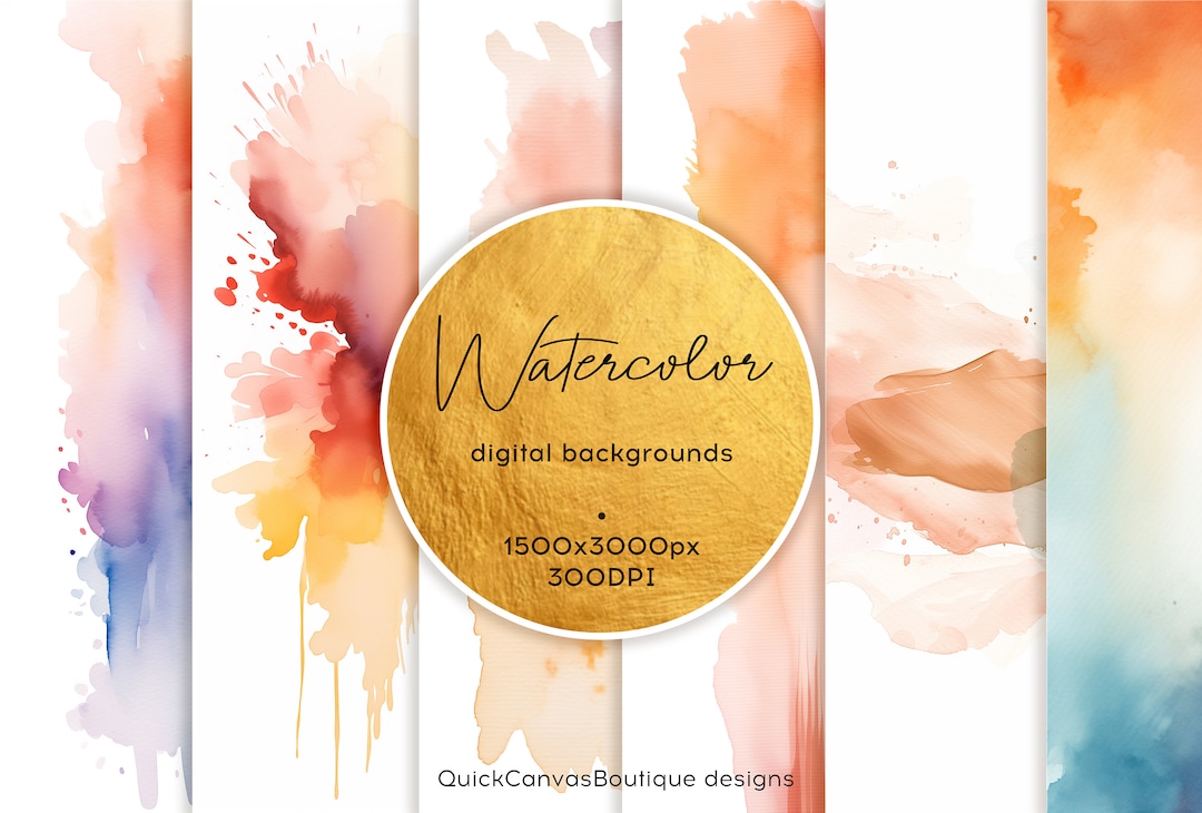 Watercolor Splash Clipart – Boho Colors Backgrounds (digital Download ...