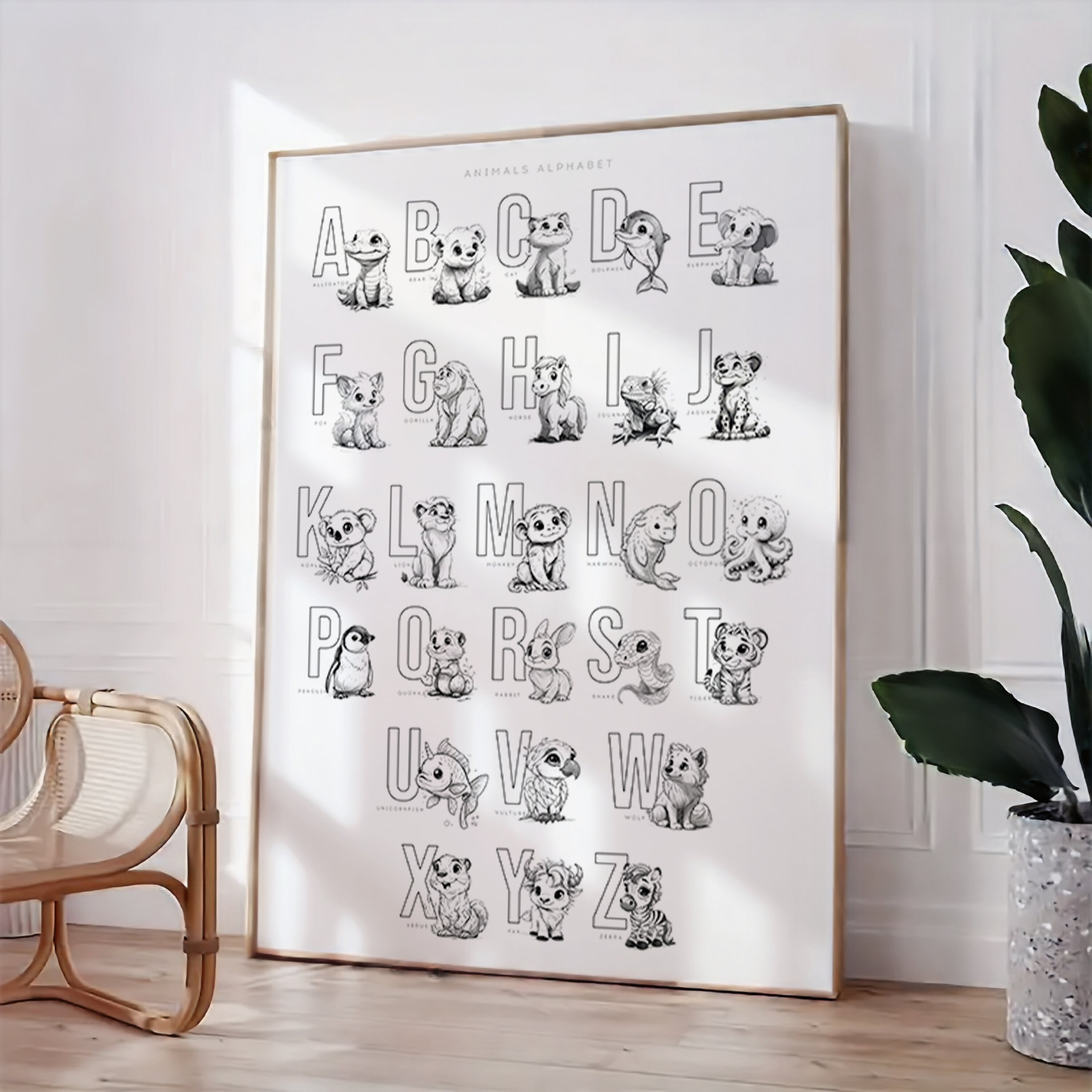 Coloring Animals Alphabet Poster Digital Download Coloring Letters ...