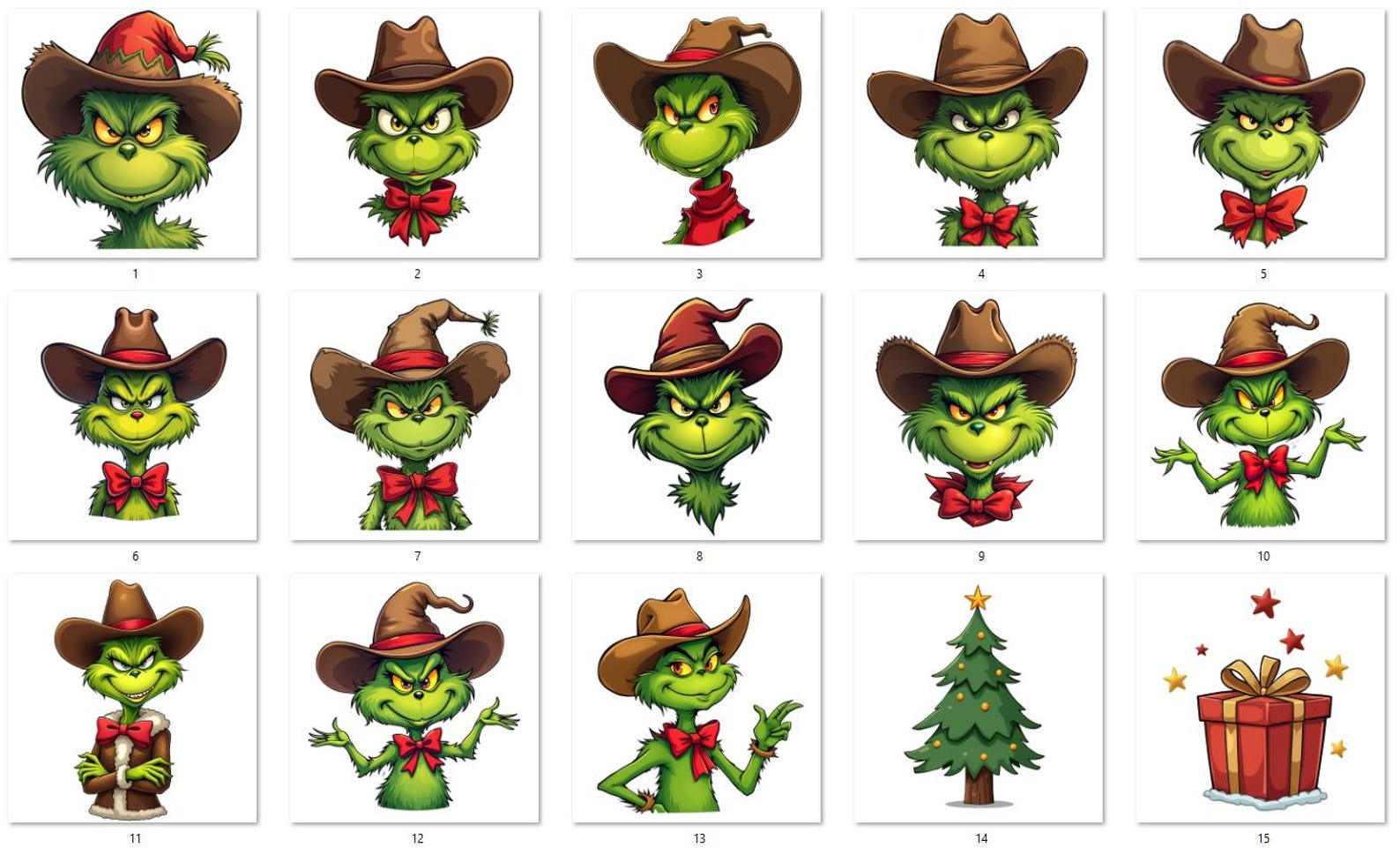 Western Grinch PNG Clipart Bundle, Cowboy Christmas (35 Files) (digital ...