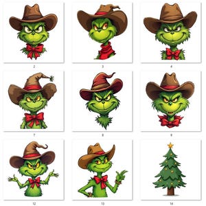 Grinch PNG Bundle Bow Coquette Style Western Style Vector Clipart ...