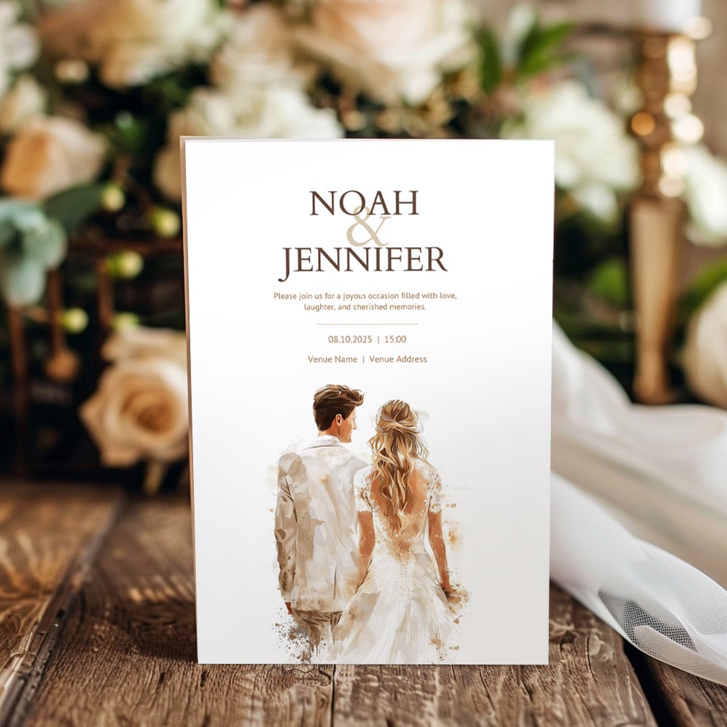 Wedding Invitation Card Template, Canva Editable Template Couple ...