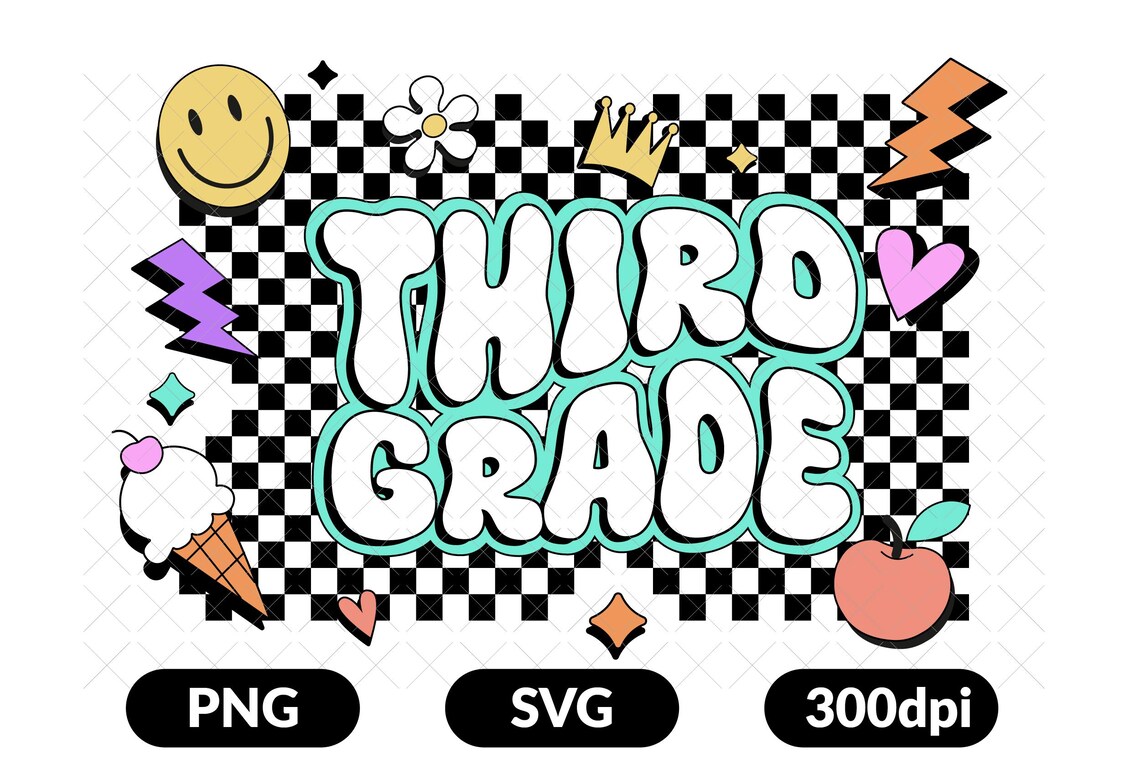 Third Grade Back to School PNG Checkered Png School Third Grade Png ...