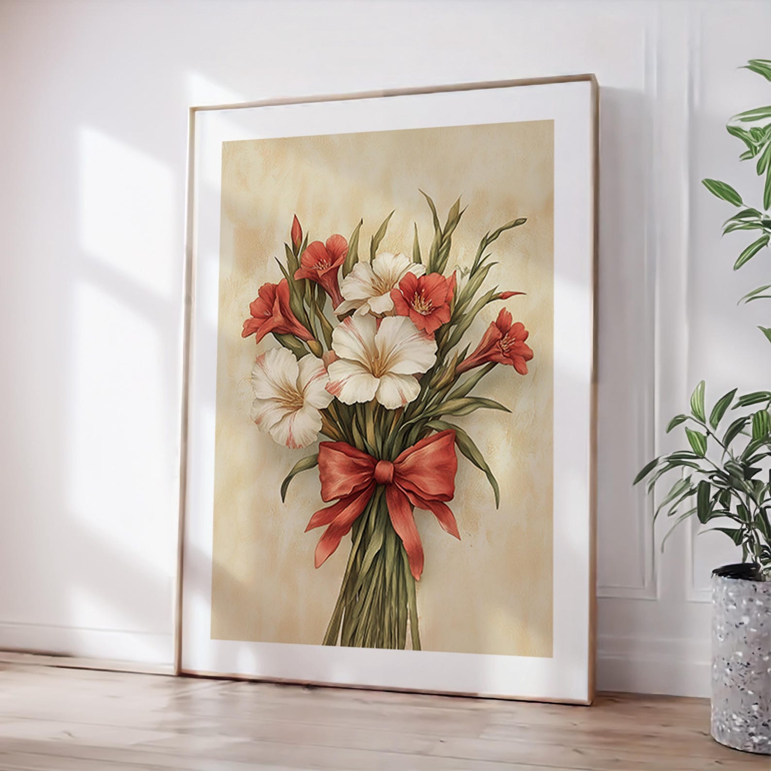 Retro Coquette Wall Print, Gladioli Wall Art, Digital Print Download ...
