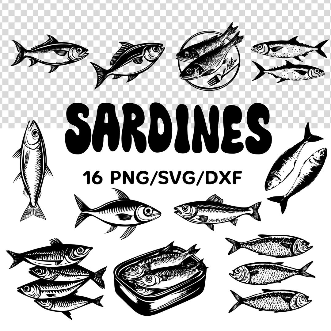 Sardines SVG\DXF Clipart Sardines Png Sardines Print Sardines Vector ...