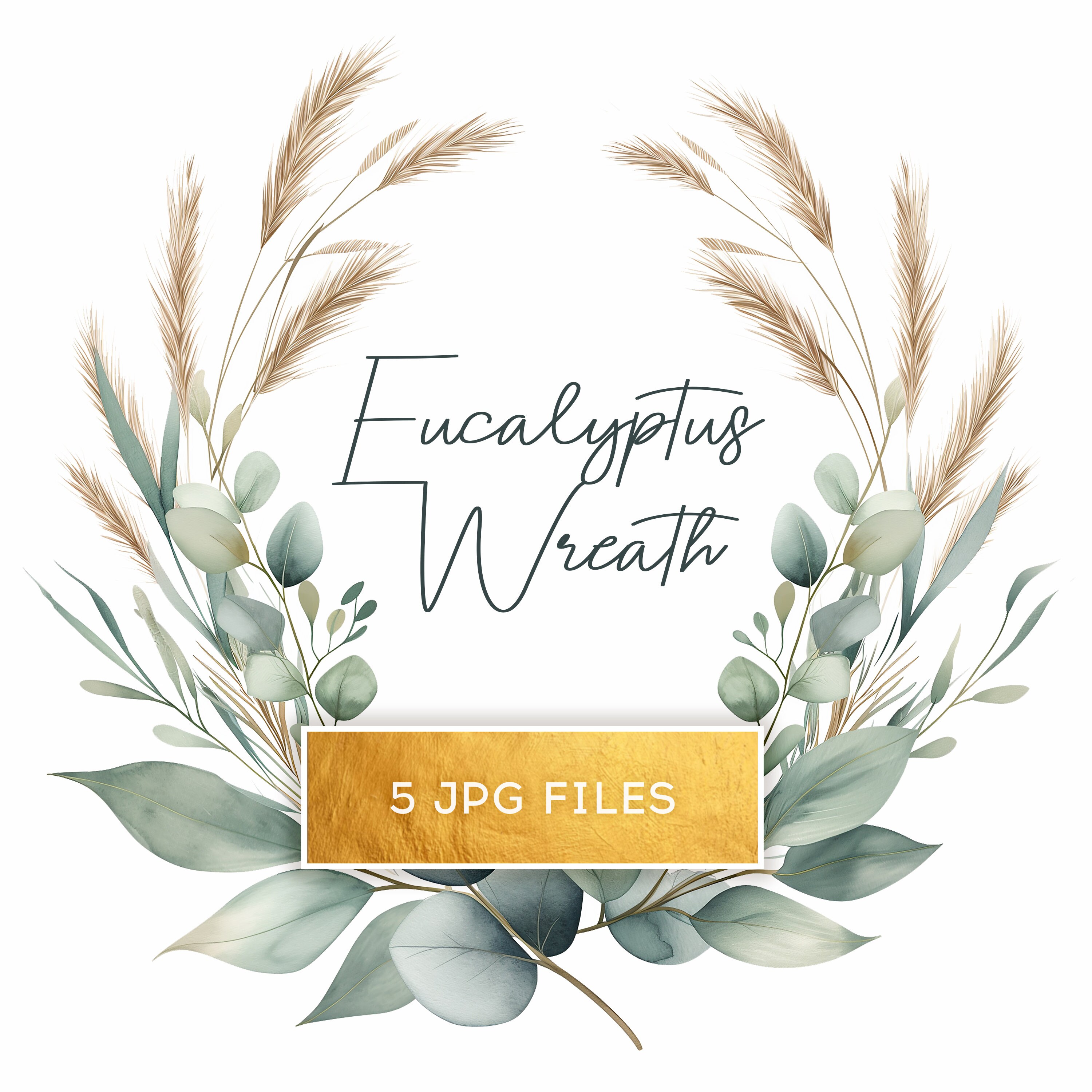 Eucalyptus Clipart Watercolor Wreath JPG Watercolor Frames Eucalyptus ...