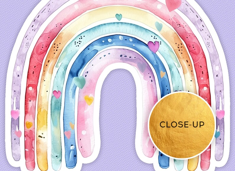 Watercolor Boho Rainbow Clipart Stickers Watercolor Rainbow 9 PNG Baby ...