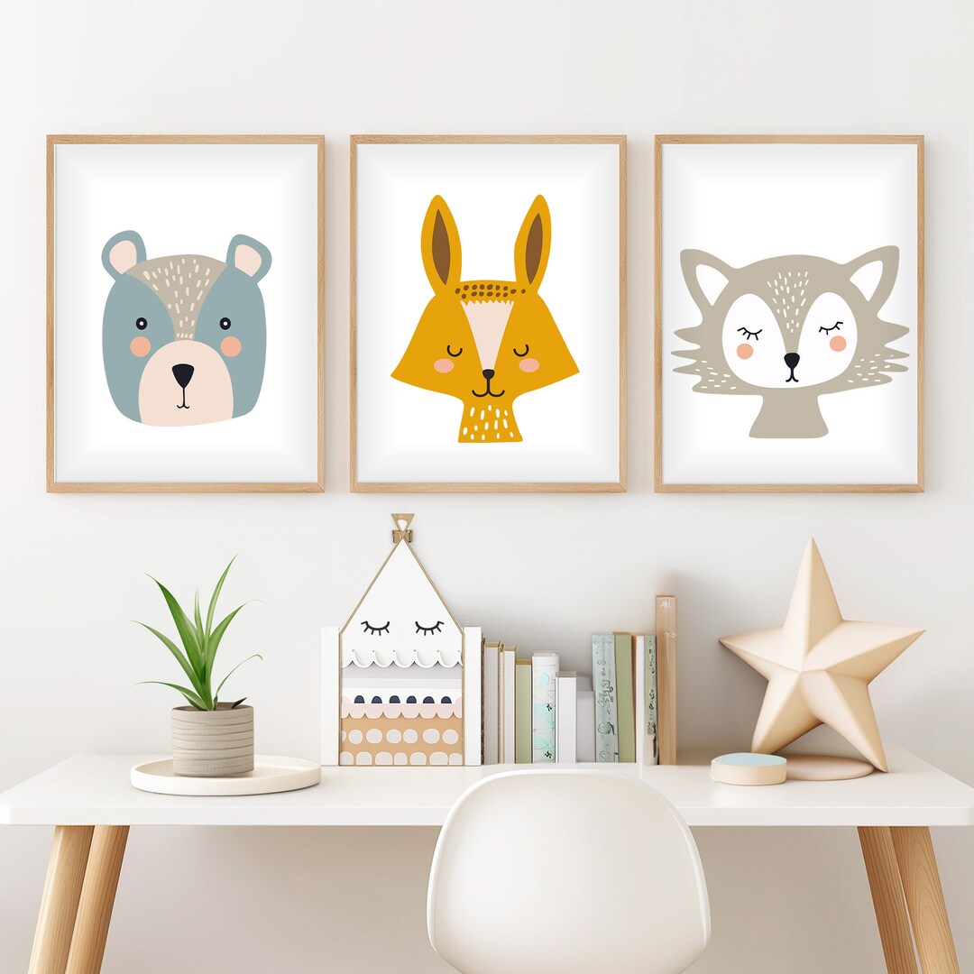 Set of 6 Woodland Animals Portrait Posters - Cute Portraits Animals ...