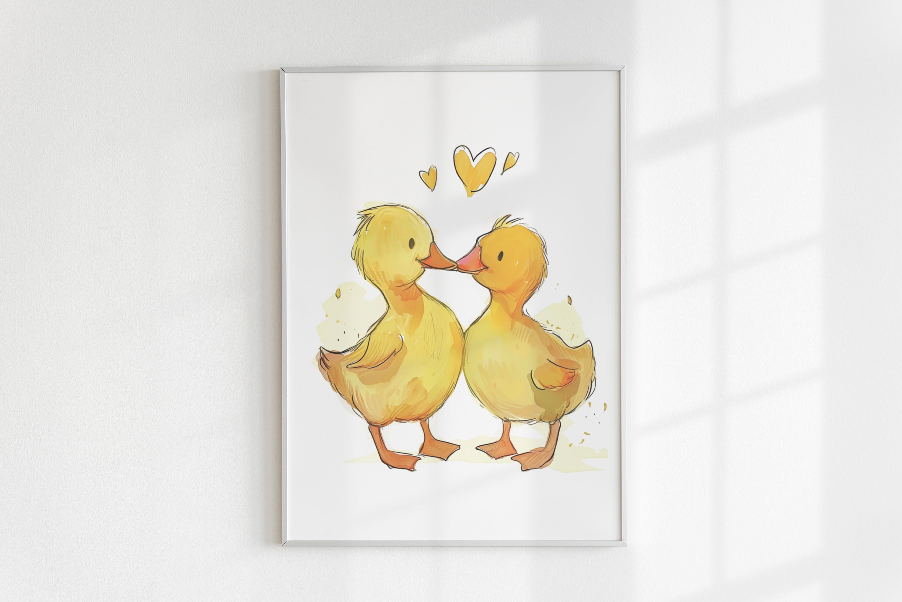 Ducks PNG | Digital Watercolor Duck Couple Poster Printable Wall Art ...