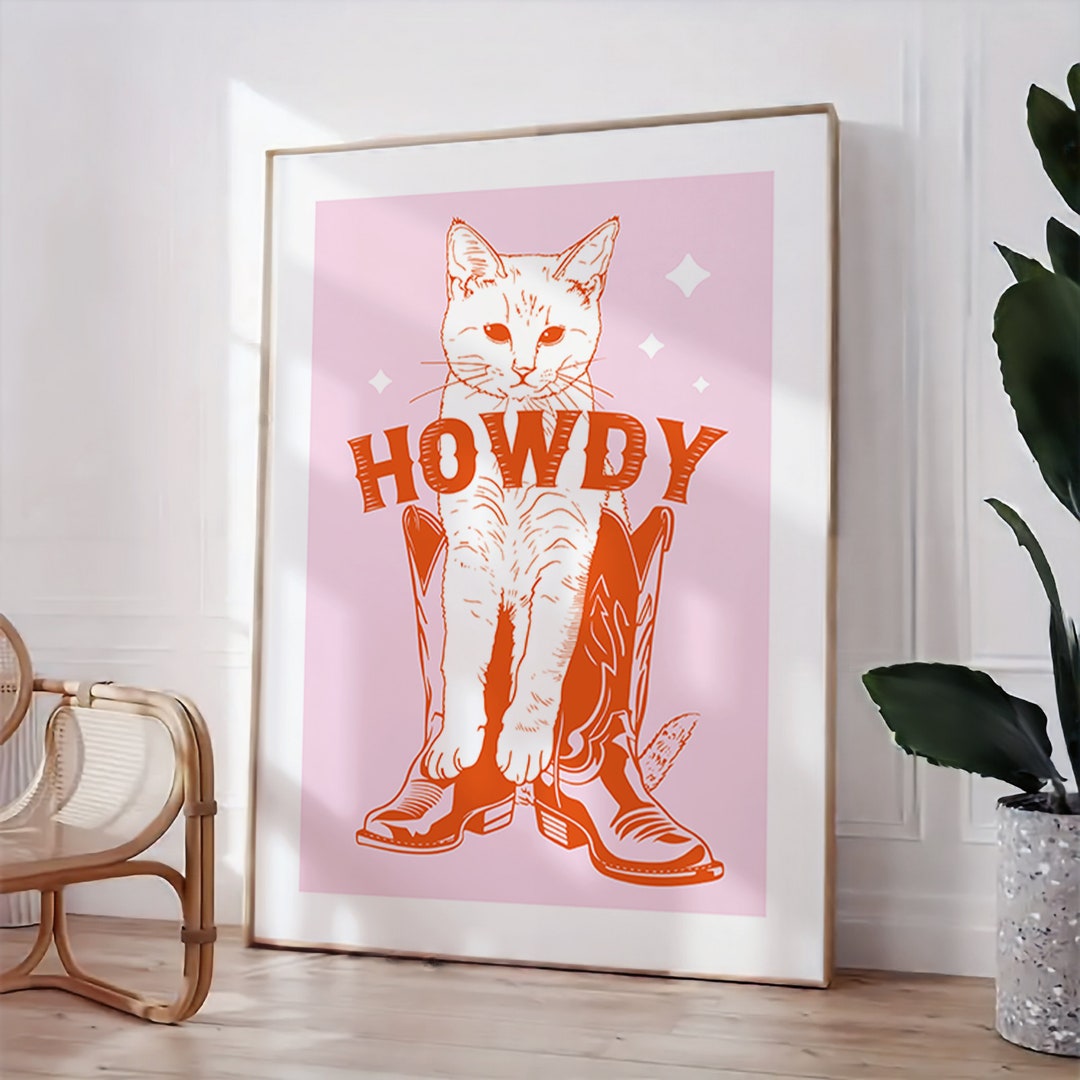 Howdy Cat SVG/PNG Wall Art File Cowboy Cat Digital Poster Girls Room ...