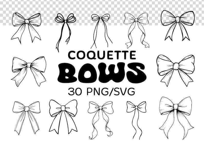 Coquette Bow SVG PNG Bundle, Vector Clipart (30 Files) - Etsy