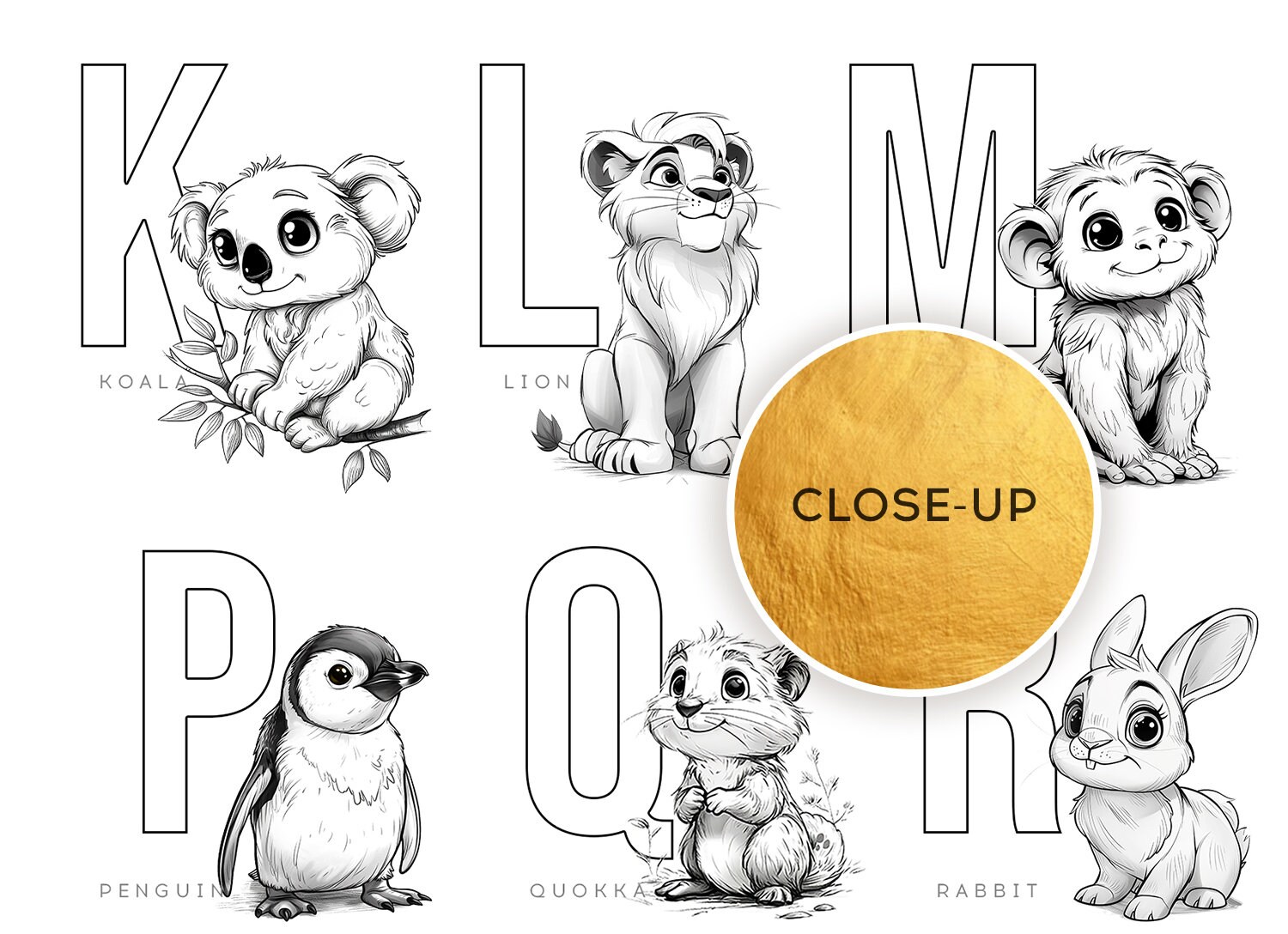 Coloring Animals Alphabet Poster Digital Download Coloring Letters ...
