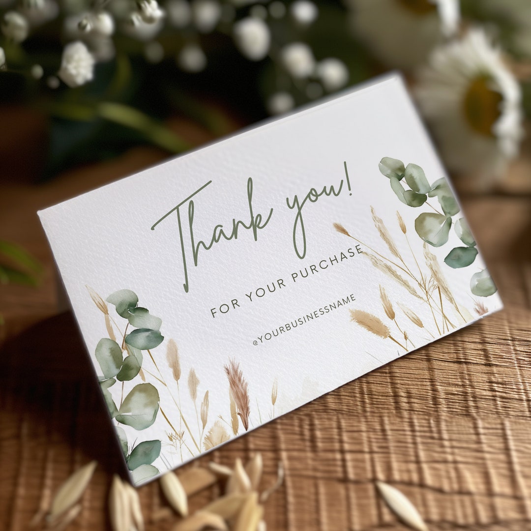Eucalyptus Thank You Cards Template: Minimalist Botanical Design ...