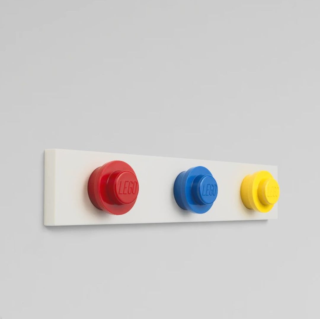 Lego Wall Hanger for Three Lego 2x3 Lego Pieces on a White Backboard to ...