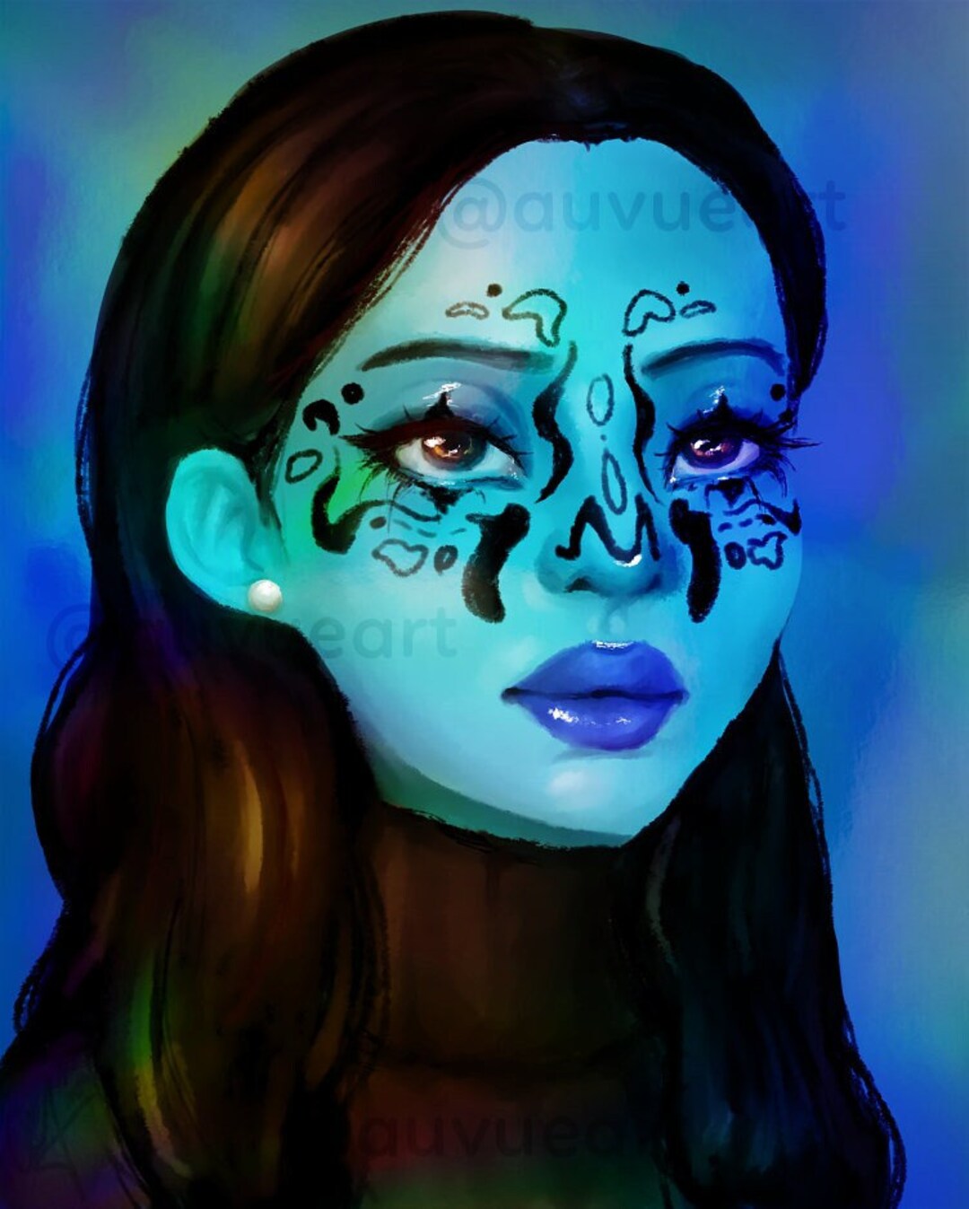 Blue Tattoo, Original Digital Art Print 4x6 Glossy Print - Etsy