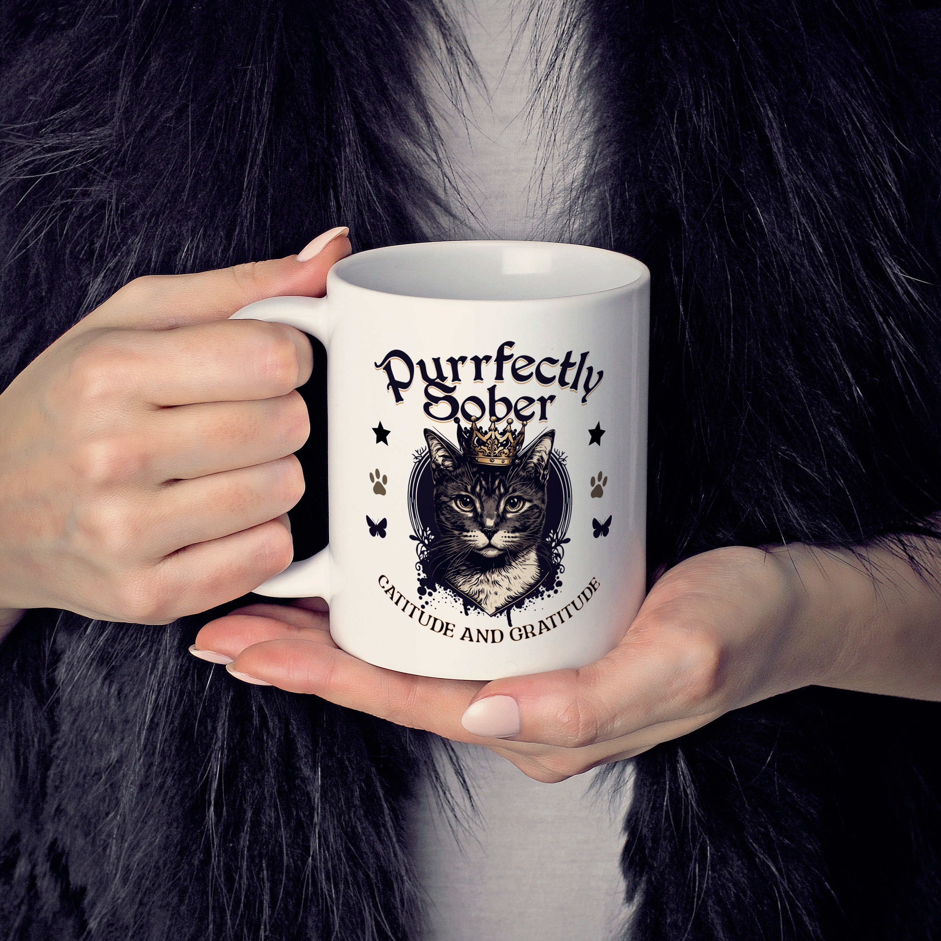 AA Sobriety Mug for Sober Cat Lovers 1 Year Clean Alcholics Anonymous ...