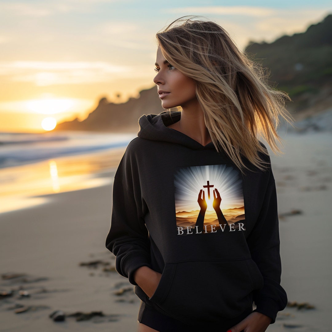 JESUS CHRIST CROSS Hoodie Believer Sweatshirt Christian Hooded Top ...