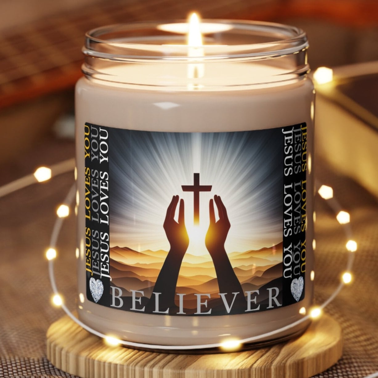 JESUS CHRIST CROSS Candle God Candle Jesus Loves You Christian Candle ...