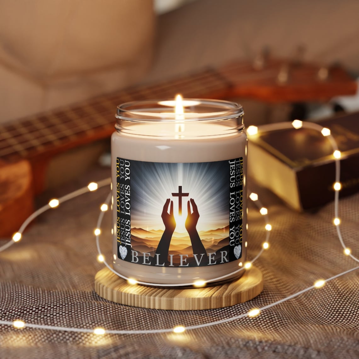 JESUS CHRIST CROSS Candle God Candle Jesus Loves You Christian Candle ...