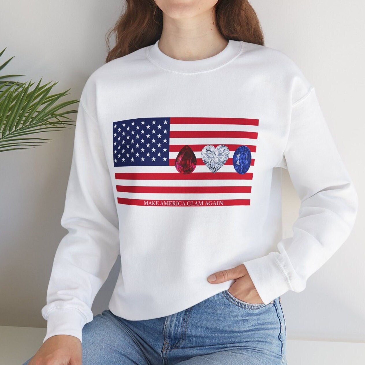 AMERICAN FLAG SWEATSHIRT Womens Patriotic Pullover Usa Shirt America ...