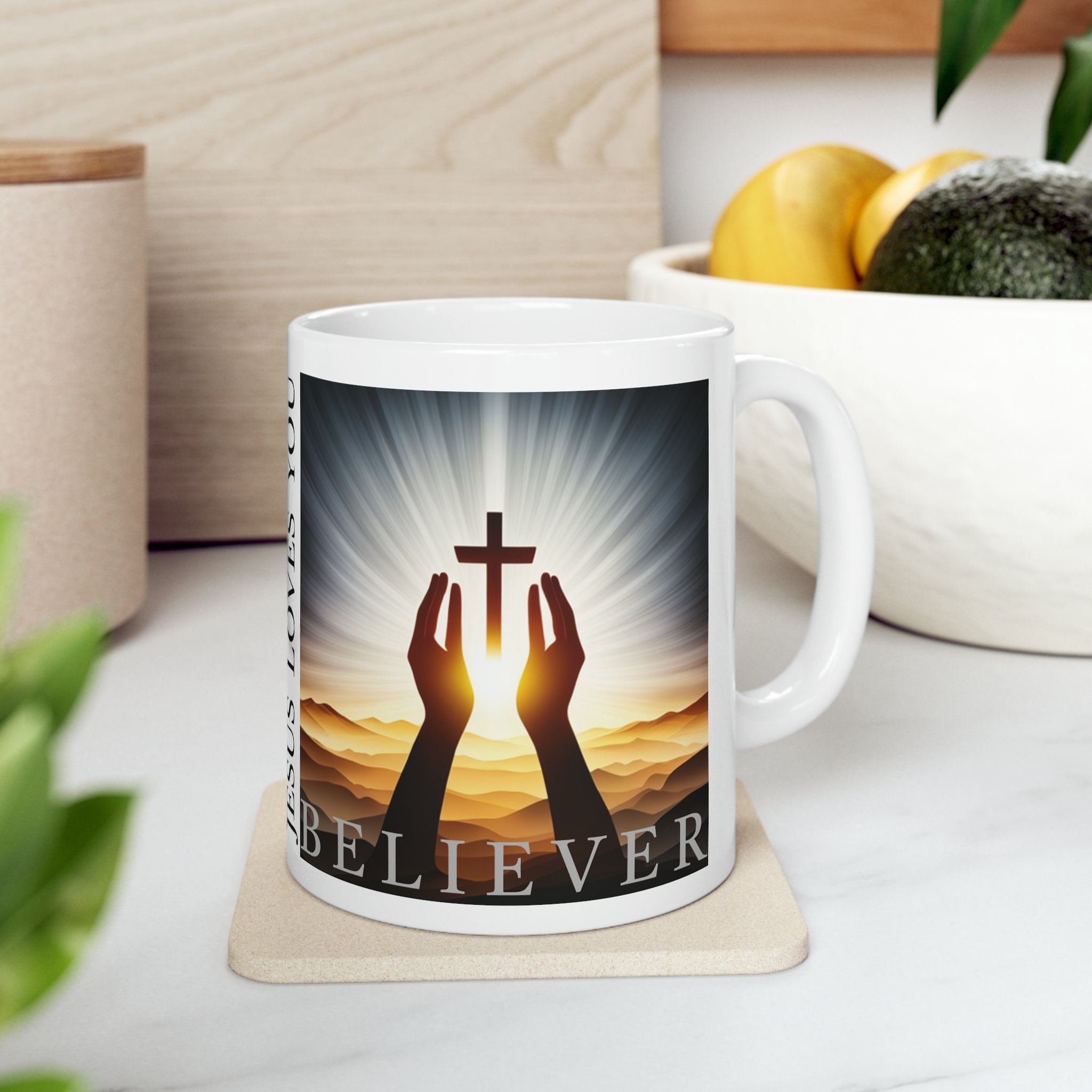 JESUS CHRIST CROSS Mug Believer Mug Christ Coffee Cup Christian Mug ...