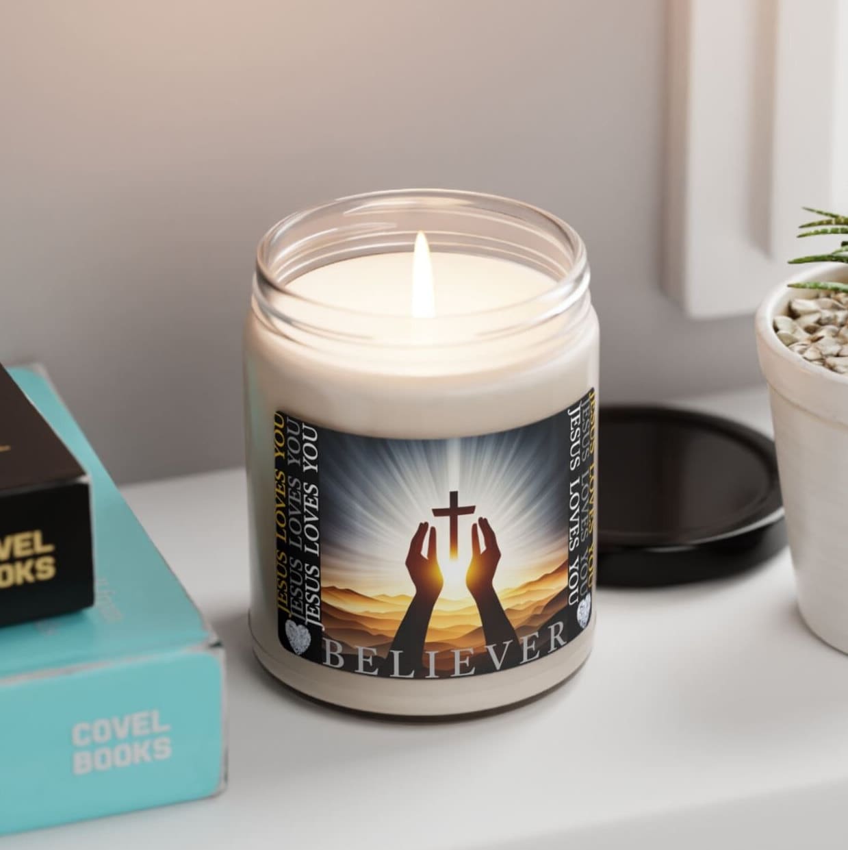 JESUS CHRIST CROSS Candle God Candle Jesus Loves You Christian Candle ...