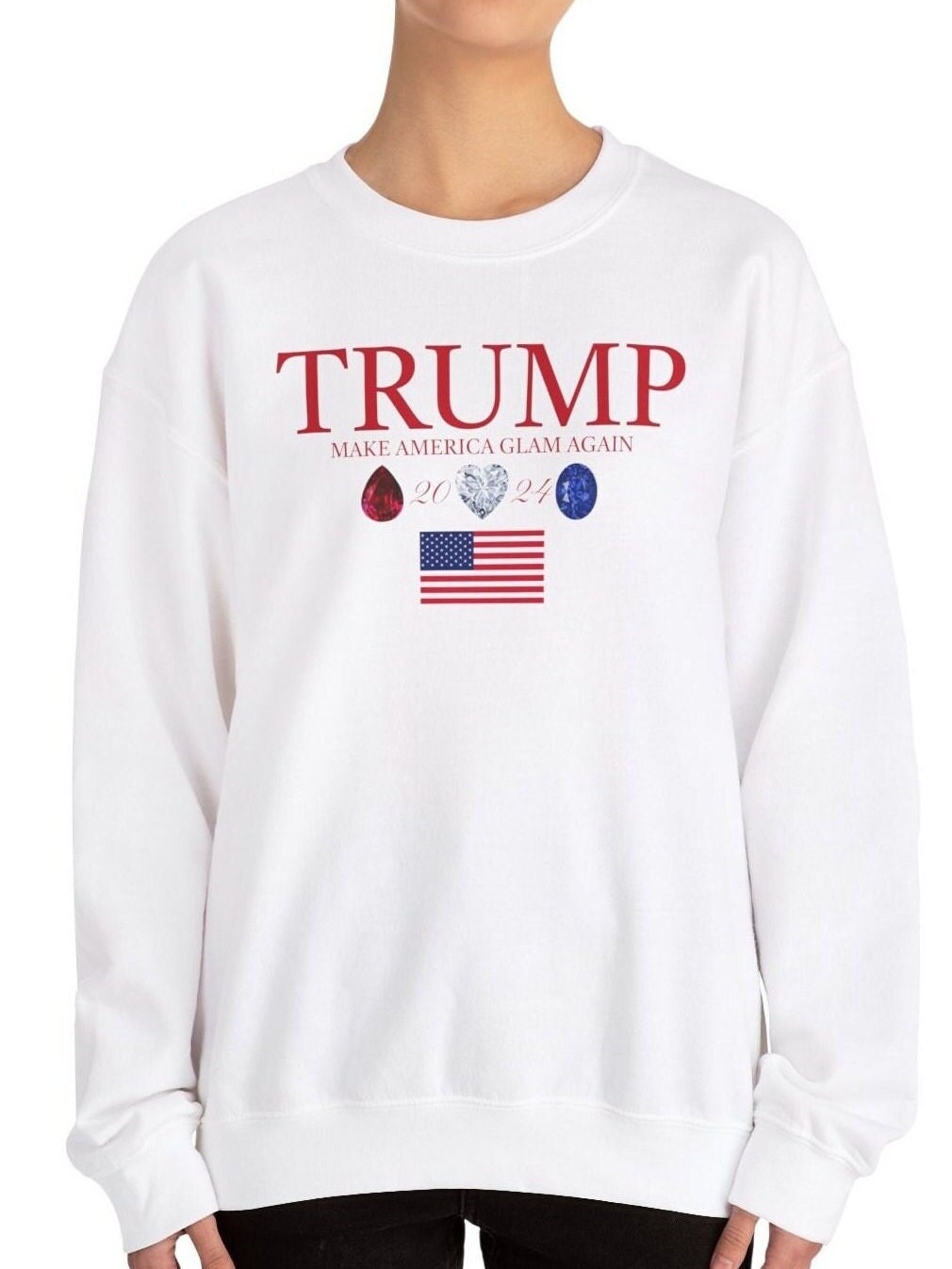 TRUMP MAGA SWEATSHIRT Womens American Flag Shirt America First Long ...